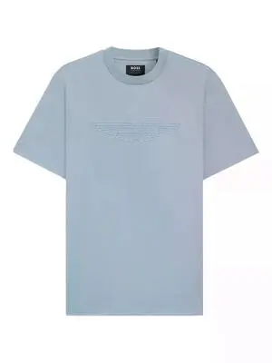 BOSS Mercerized-cotton T-shirt With Wing Detail - Blue