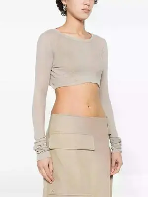 Rick Owens Ls Crop Top - Grey
