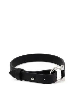 FERRAGAMO Gancini Leather Bracelet - Silver