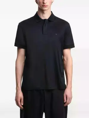 Emporio Armani Lyocell-blend Jersey Polo Shirt - Black