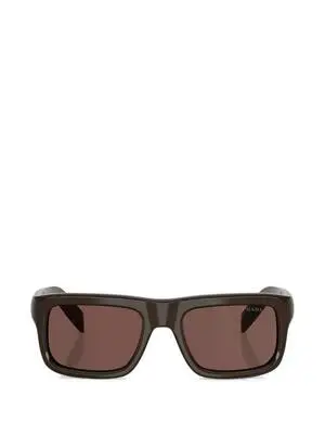 Prada Logo-detail Rectangular Sunglasses - Brown