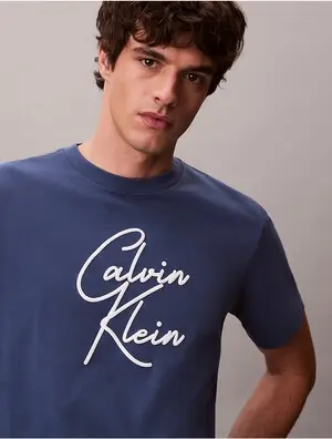 Calvin Klein Script Logo Relaxed T-shirt - Dark Denim