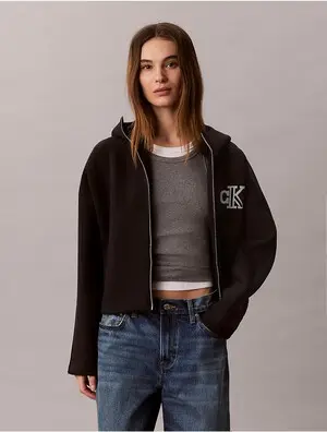 Calvin Klein Monogram Embroidered Hooded Jacket