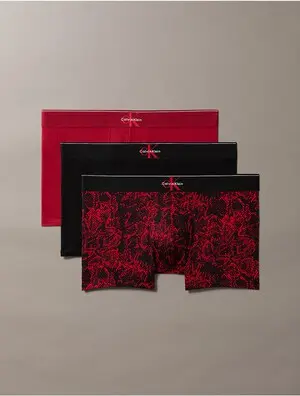 Calvin Klein Graphic Monogram Cotton Stretch 3-pack Trunk Black/python Black/rio Red
