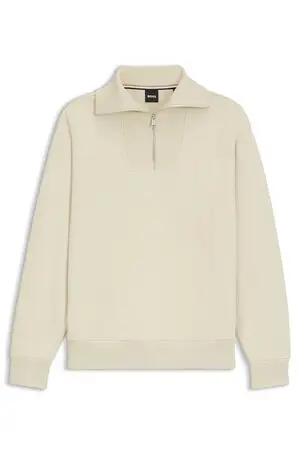 BOSS Peached-cotton Sweatshirt With Zip Collar - White