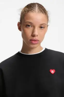 Hugo Cotton-terry Sweatshirt With Logo - Black