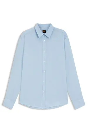 BOSS Regular-fit Shirt In Linen - Light Blue