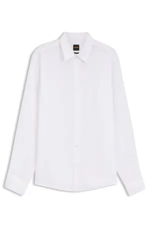 BOSS Regular-fit Shirt In Linen - White