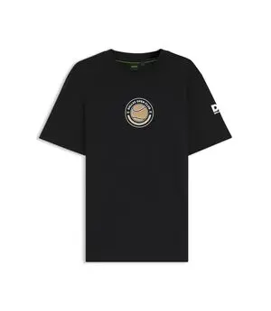 BOSS Relaxed-fit T-shirt In Cotton With Tennis Artwork - Black