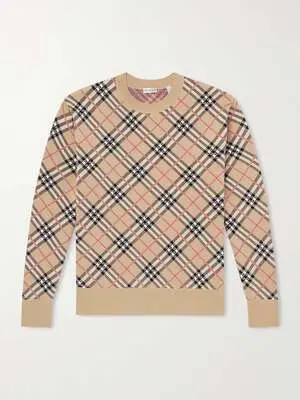 Burberry Checked Cotton-blend Sweater - Beige