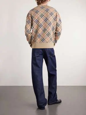 Burberry Checked Cotton-blend Sweater - Beige