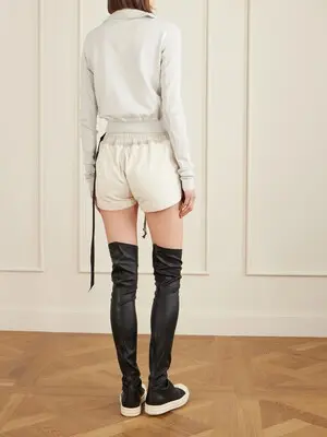 Rick Owens Cropped Organic Cotton-jersey Hoodie - Neutrals