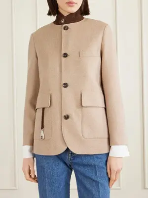 Loro Piana Suede-trimmed Silk-tweed Roadster Jacket