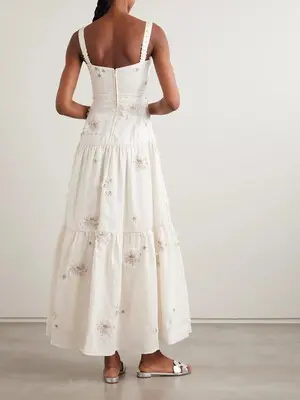 Agua Bendita Lima Embellished Appliquéd Tiered Maxi Dress