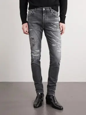 Amiri Hollywood Skinny-fit Embellished Jeans
