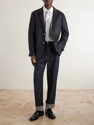Thom Browne Cropped Straight-leg Selvedge Jeans