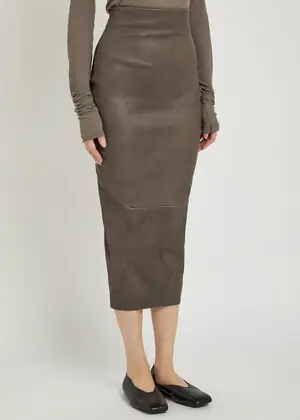 Rick Owens Leather-blend Midi Skirt