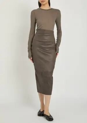 Rick Owens Leather-blend Midi Skirt
