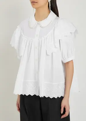 Simone Rocha Cotton Blouse With Frill Detail