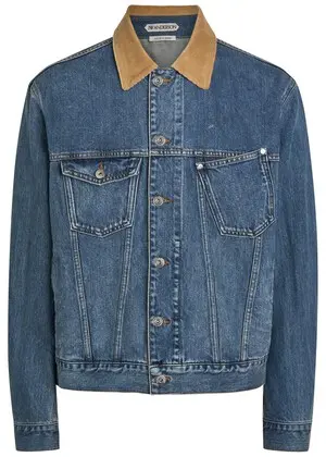 JW Anderson Corduroy Collar Denim Trucker Jacket - Mid Blu