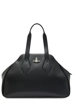 VIVIENNE WESTWOOD Yasmine Large Grained Leather Tote Bag - Black