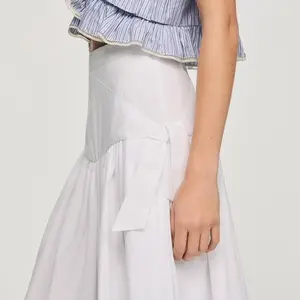 Sandro Maxi Poplin Flared Skirt With Cut-outs And Ties
