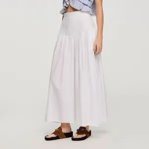 Sandro Maxi Poplin Flared Skirt With Cut-outs And Ties