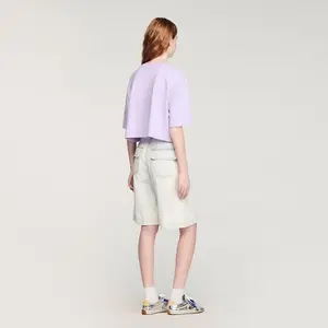 Sandro Rhinestone-embellished Cropped T-shirt - Mauve