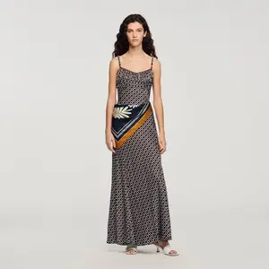 Sandro Floral Print Maxi Slip Dress