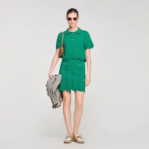 Sandro Mini Fancy-stitch Knit Skirt - Emeuraude Green
