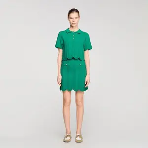 Sandro Mini Fancy-stitch Knit Skirt - Emeuraude Green