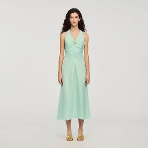 Sandro Floral Jacquard Maxi Dress With V-neck
