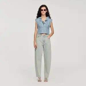 Sandro Striped Sequin Crop Top