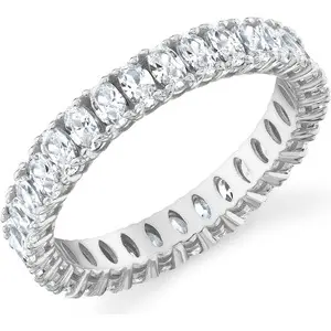 CRISLU Oval Cubic Zirconia Eternity Band Ring - Pure Platinum/clear Stone