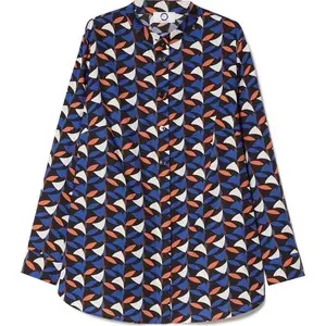 Marina Rinaldi Abstract Print Stretch Cotton Button-up Shirt