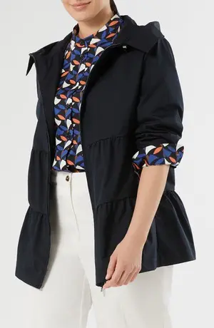 Marina Rinaldi Abstract Print Stretch Cotton Button-up Shirt