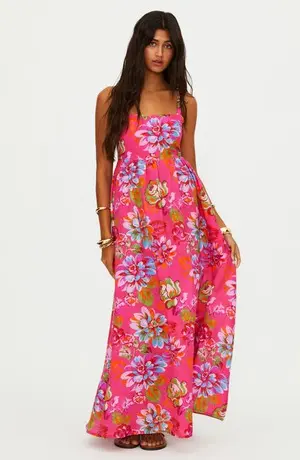 Beach Riot Rianne Floral Cotton & Linen Cover-up Maxi Dress - Sugar Bloom