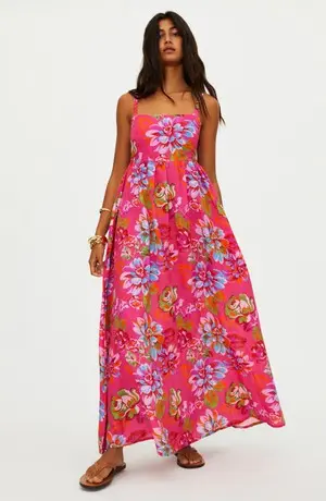 Beach Riot Rianne Floral Cotton & Linen Cover-up Maxi Dress - Sugar Bloom