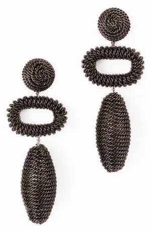 Deepa Gurnani Fontana Drop Earrings - Black