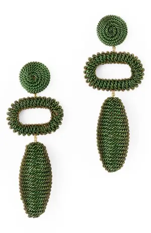 Deepa Gurnani Fontana Drop Earrings - Emerald