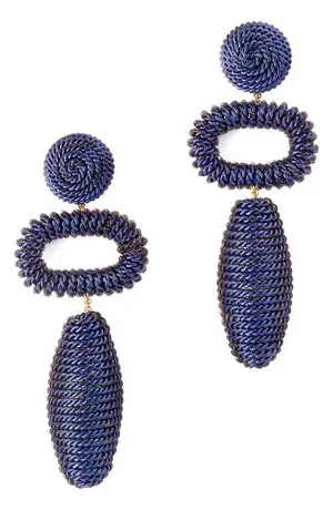Deepa Gurnani Fontana Drop Earrings Navy