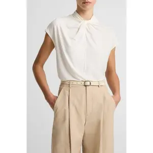 Vince Twist Neck Cap-sleeve Top - Bone