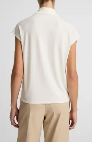 Vince Twist Neck Cap-sleeve Top - Bone