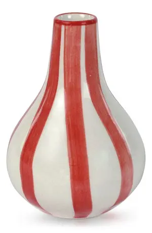 CASA AMAROSA Ceramic Stripe Bud Vase - Red