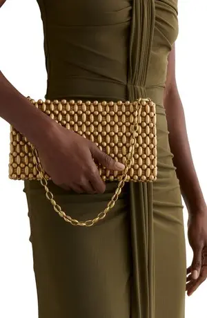 REISS Beatrix Beaded Clutch