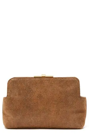 REISS Embossed Leather Frame Clutch