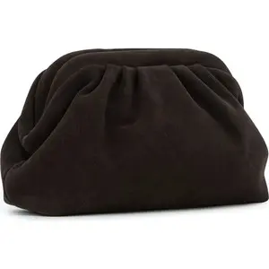 REISS Mia Suede Frame Clutch - Chocolate