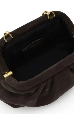 REISS Mia Suede Frame Clutch - Chocolate
