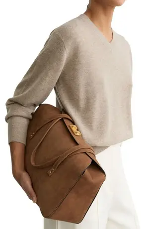 REISS Anika Leather Bowling Bag