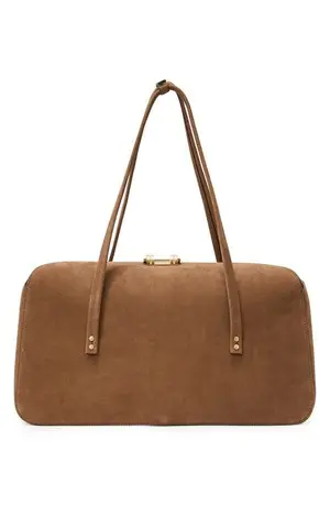 REISS Anika Leather Bowling Bag